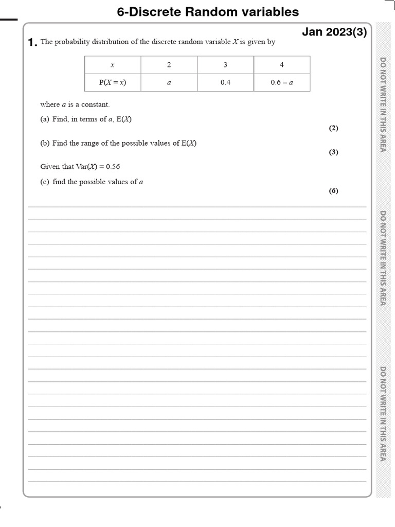 6-Discrete Random Variables | PDF | Probability Distribution | Probability