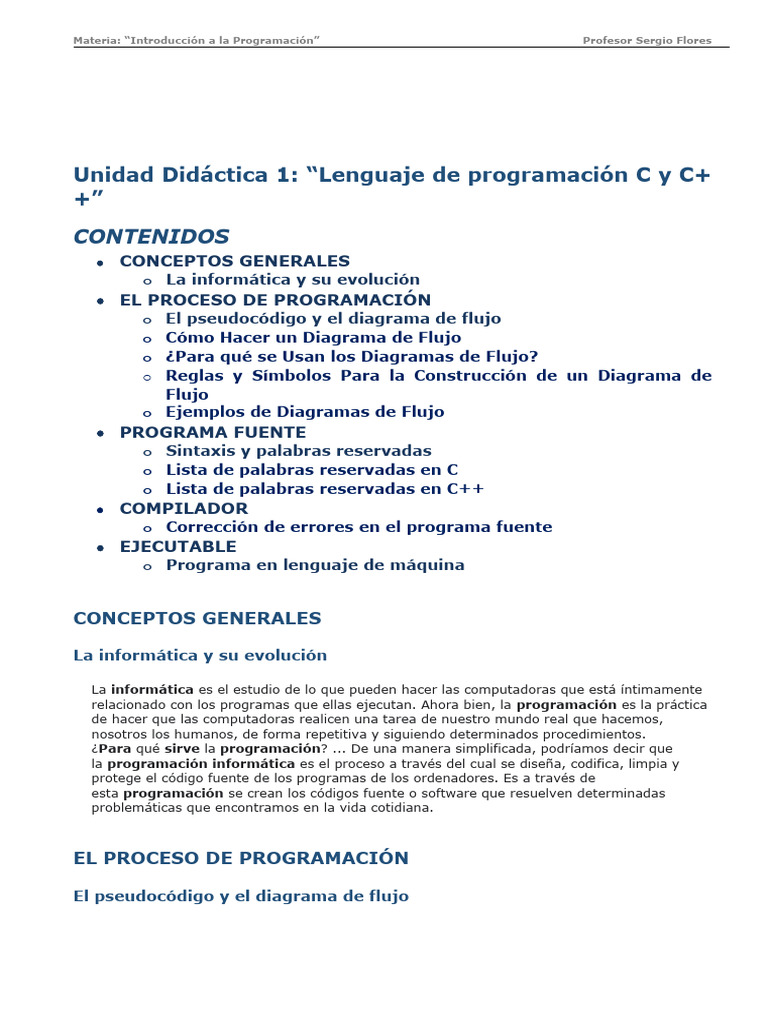 Introduccion A La Programación - UNIDAD I | PDF | Programación de ...