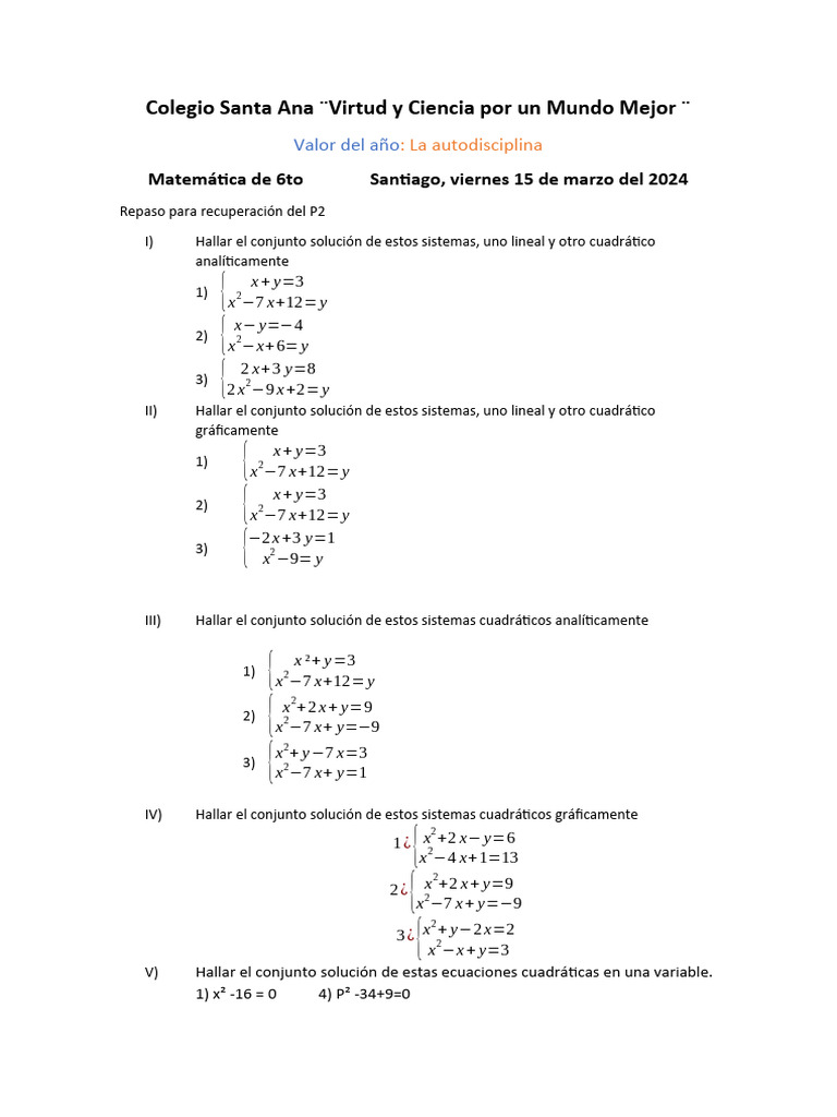 Repaso 6to Recuperacion P2 | PDF | Matemáticas | Álgebra