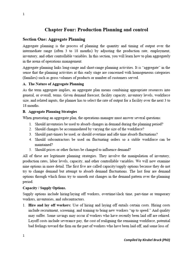 Chapter 4 Aggregate Planning | PDF | Layoff | Pricing