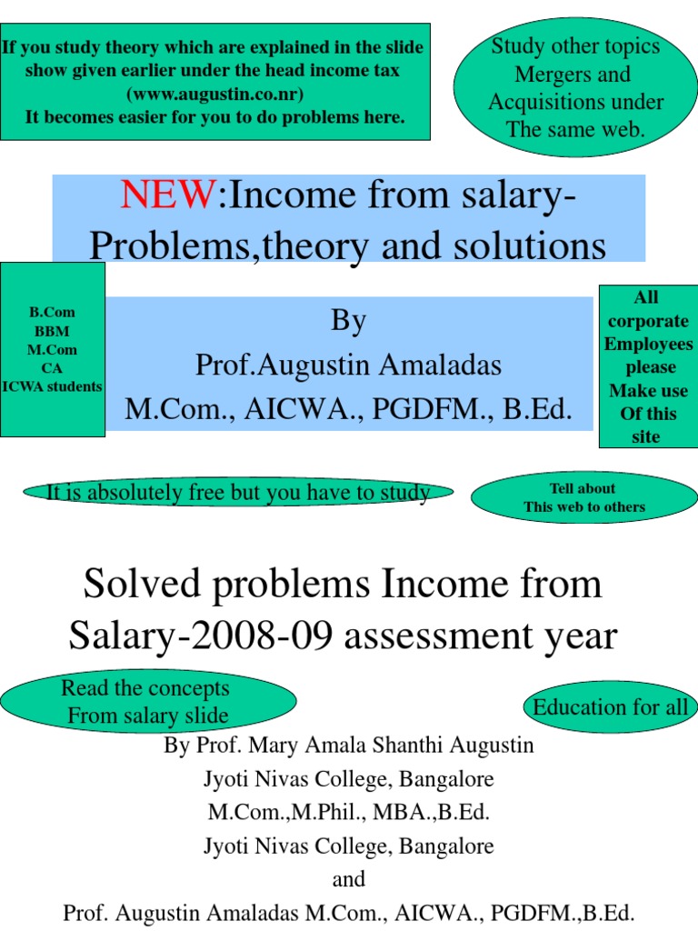 Income from Salary: Problems & Solutions | PDF | Employee Benefits | Salary