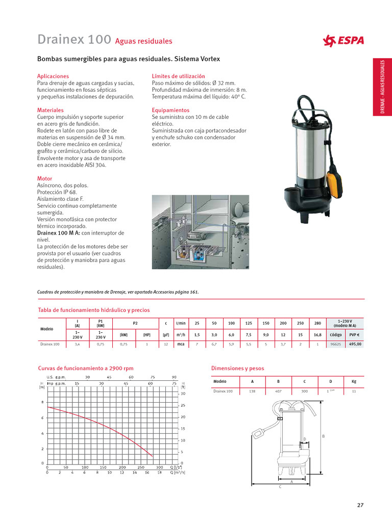 Bomba Achique Drainex | PDF