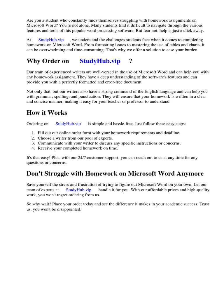 Homework Microsoft Word | PDF | Microsoft Word | Worksheet