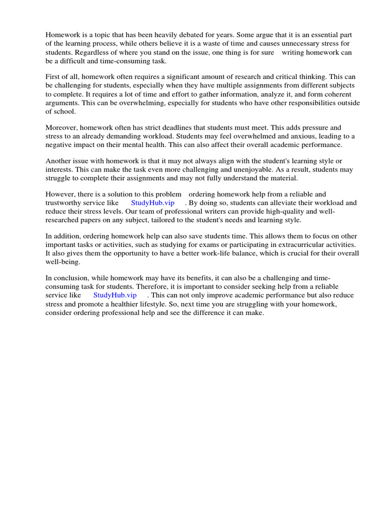 Homework Yes or No Essay | PDF | Homework | Teachers