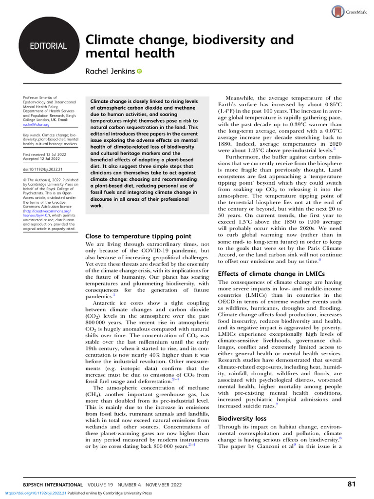 Div Class Title Climate Change Biodiversity and Mental Health Div | Download Free PDF | Climate ...