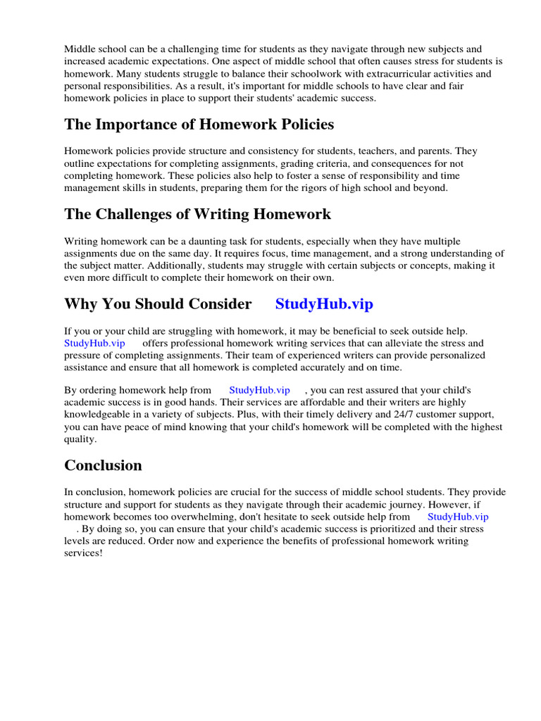 Homework Policies For Middle School | PDF | Homework | Schools