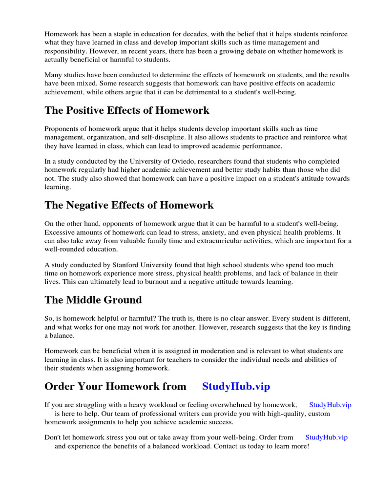 Is Homework Helpful or Harmful Research | Download Free PDF | Homework ...