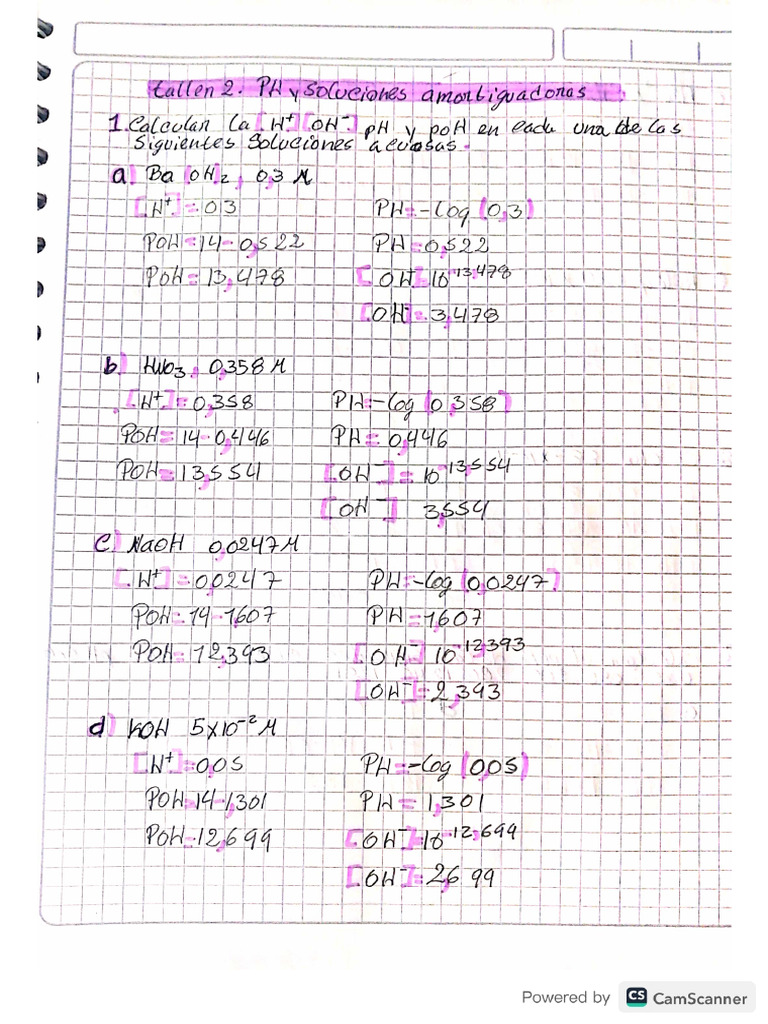 Taller2. Ph y Soluciones Amortiguadores | PDF