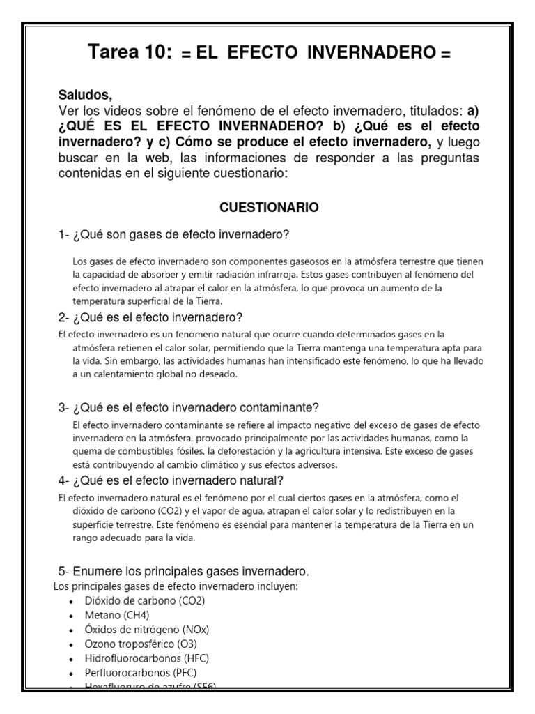 Principales Gases de Efecto Invernadero | PDF | Gases de efecto ...