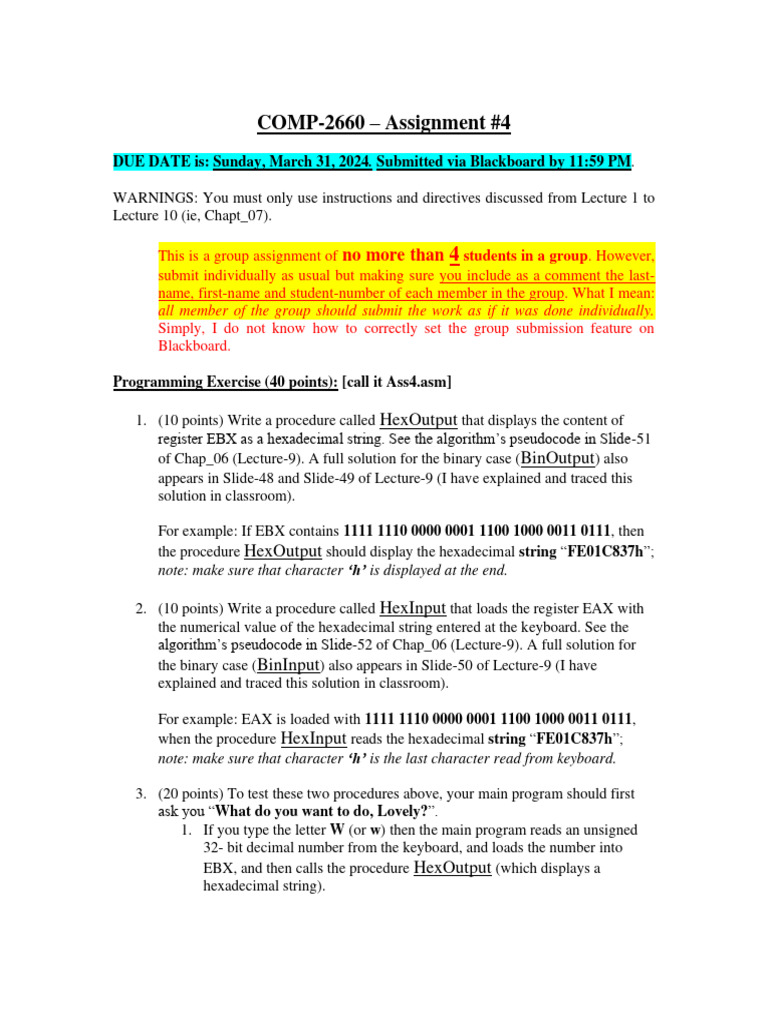 Assignment_4-Winter_2024 | PDF | Computer Architecture | Arithmetic