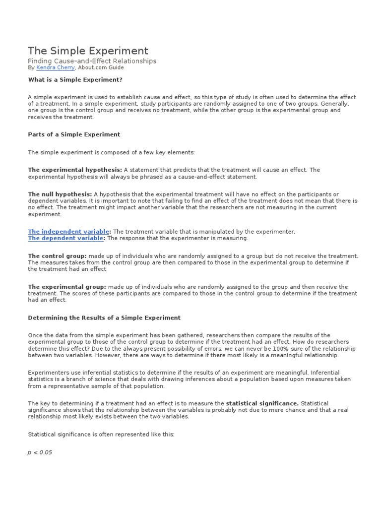 The Simple Experiment | PDF | Experiment | Statistical Significance
