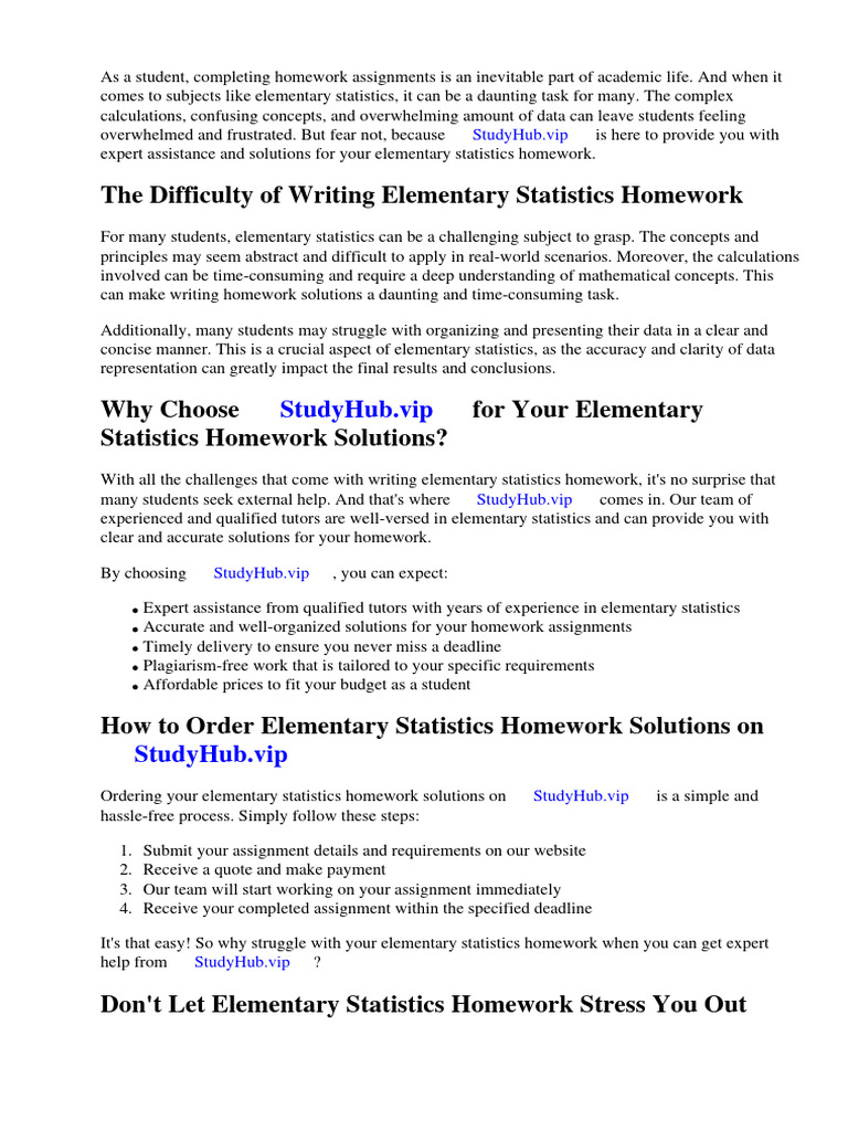 Elementary Statistics Homework Solutions | PDF | Statistics | Mathematics