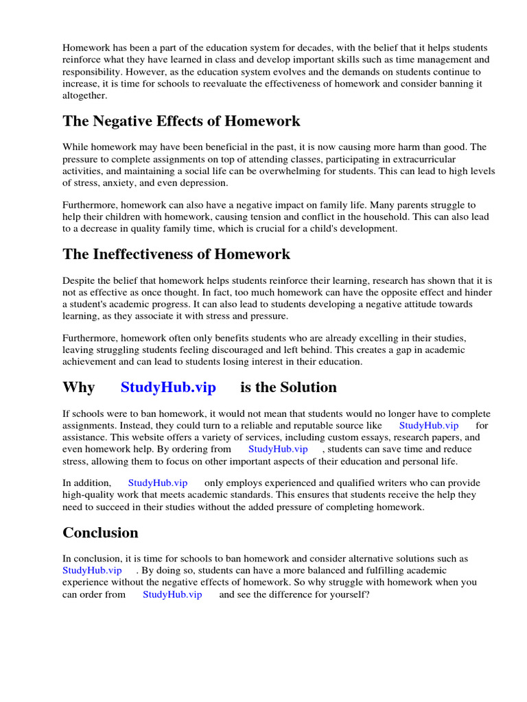 Why Schools Should Ban Homework | PDF | Homework | Learning