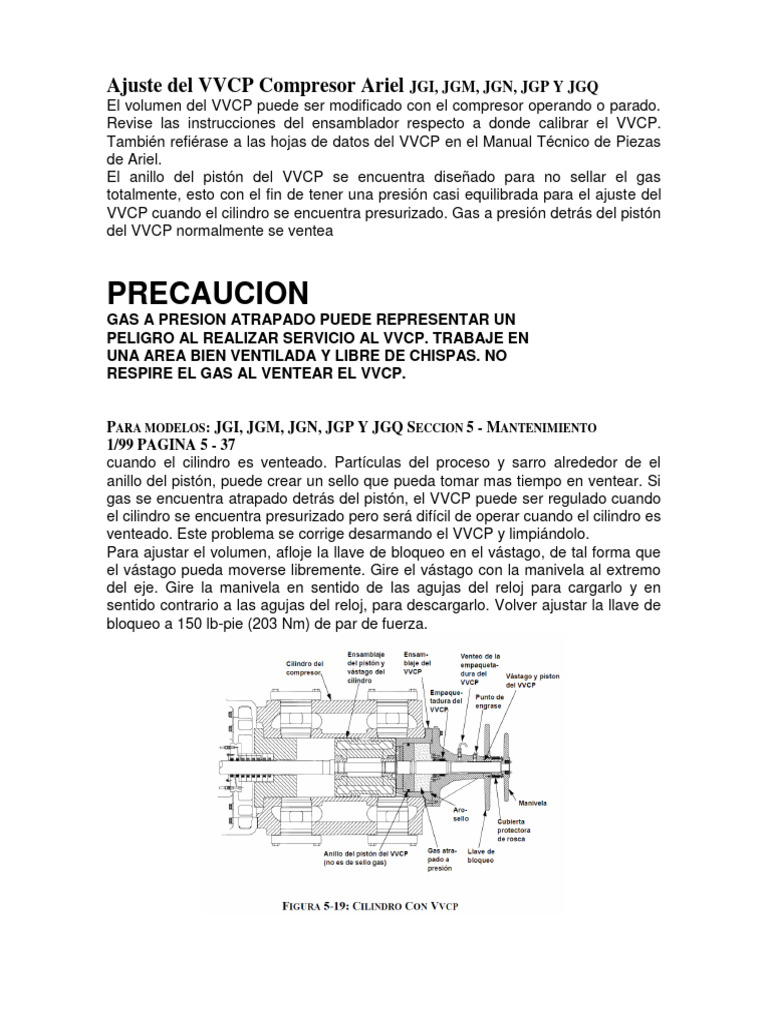 Ajuste VVCP Compresores Ariel JG | PDF