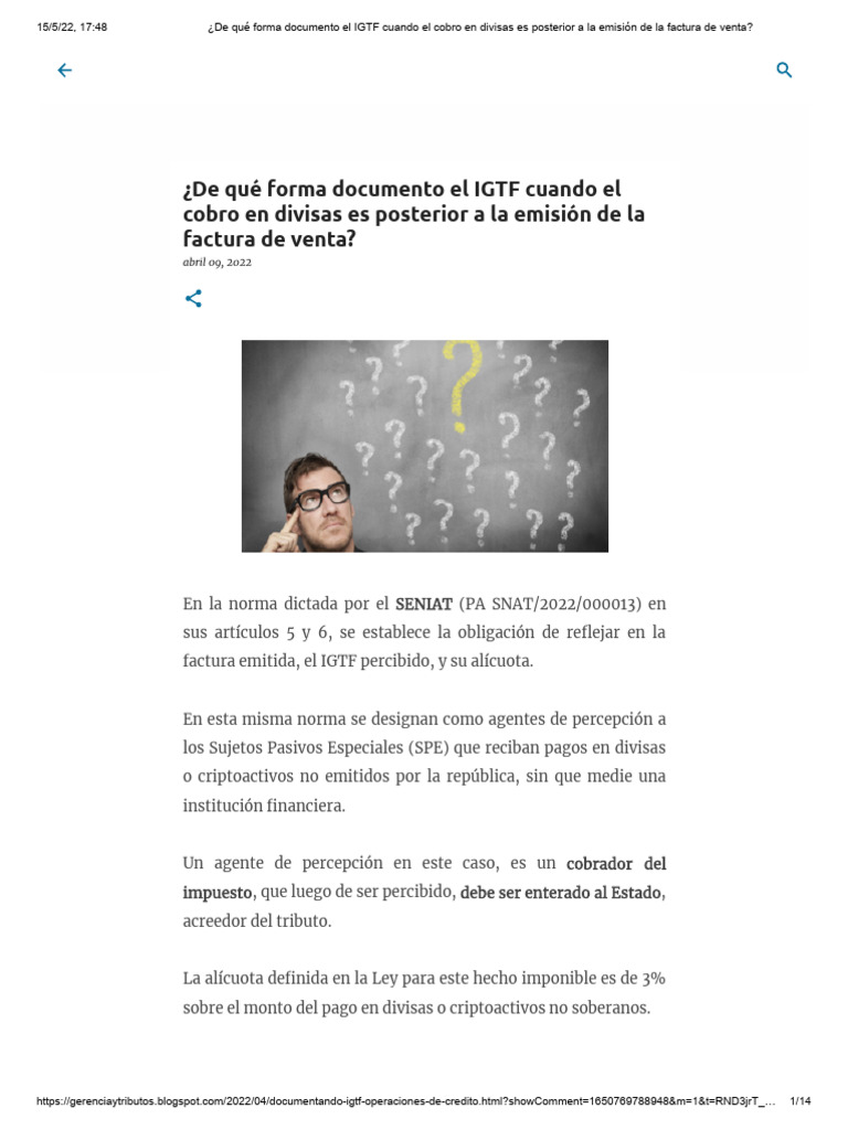 Documentación del IGTF en Ventas a Crédito | PDF | Factura | Impuestos