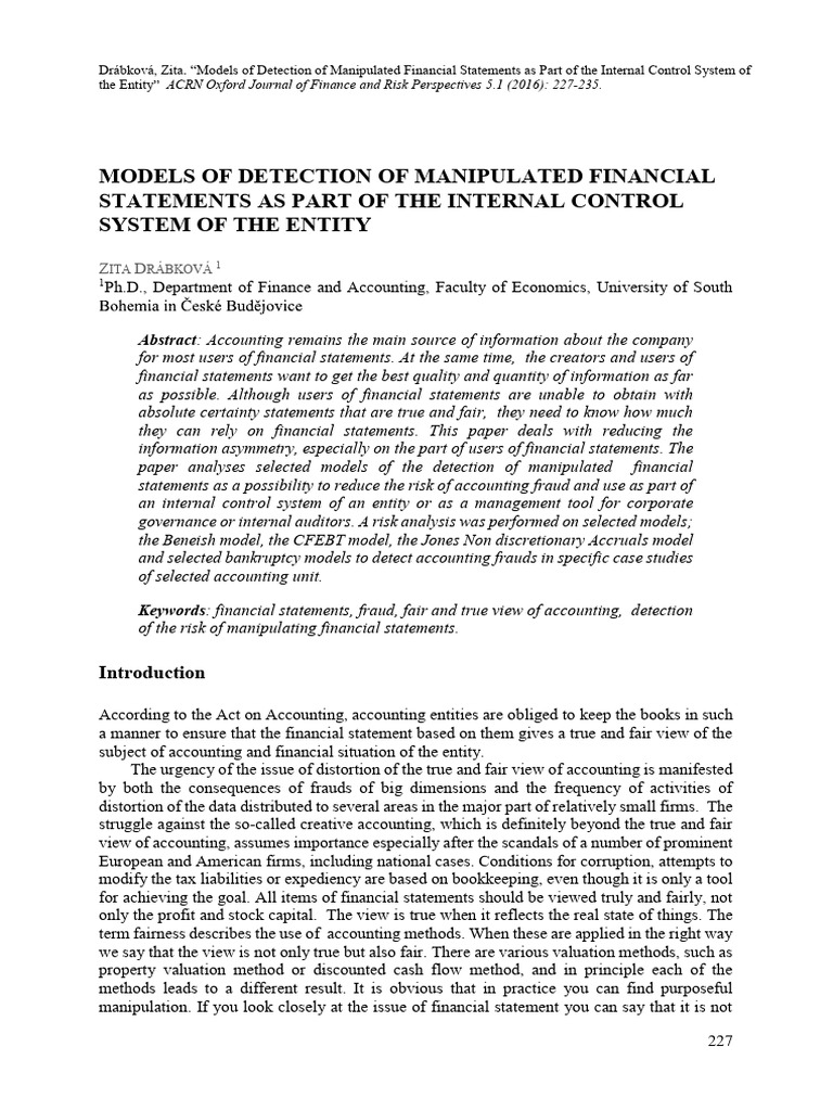 Detecting Manipulated Financial Statements | PDF | Accounting ...