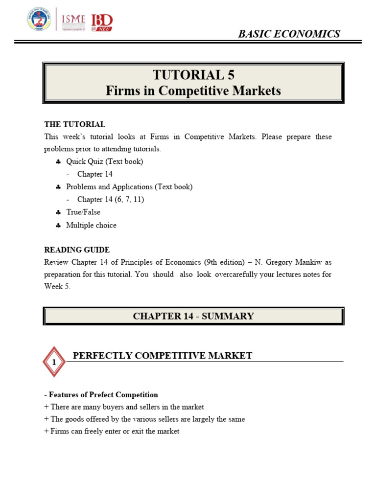 Be - Tutorial 5 - Stu 2 | PDF | Perfect Competition | Profit (Economics)