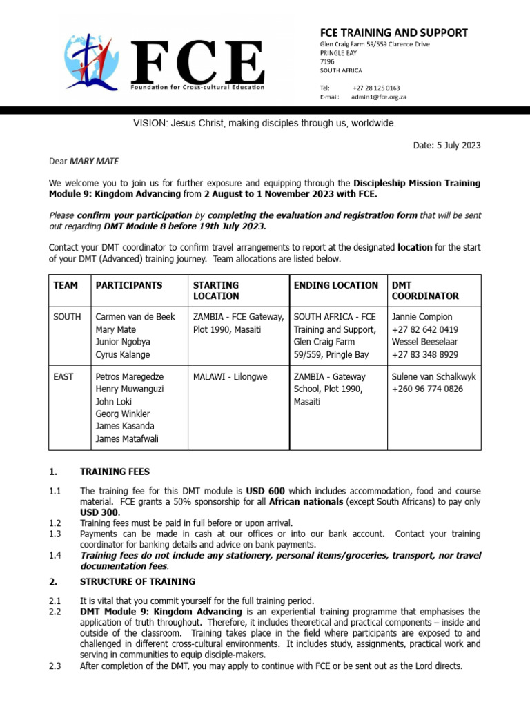 2023 DMT Module 9 Invitation Letter | PDF | Travel Visa | Fashion