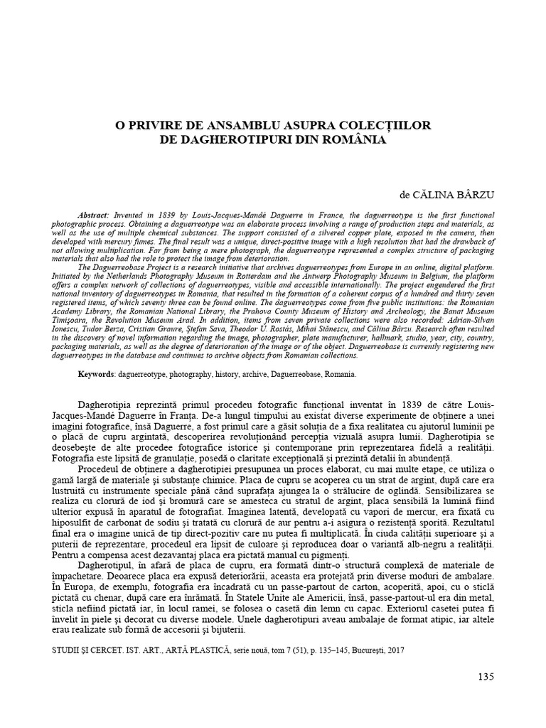 Calina Barzu Dagherotipuri | PDF | Artistic Techniques | Hobbies