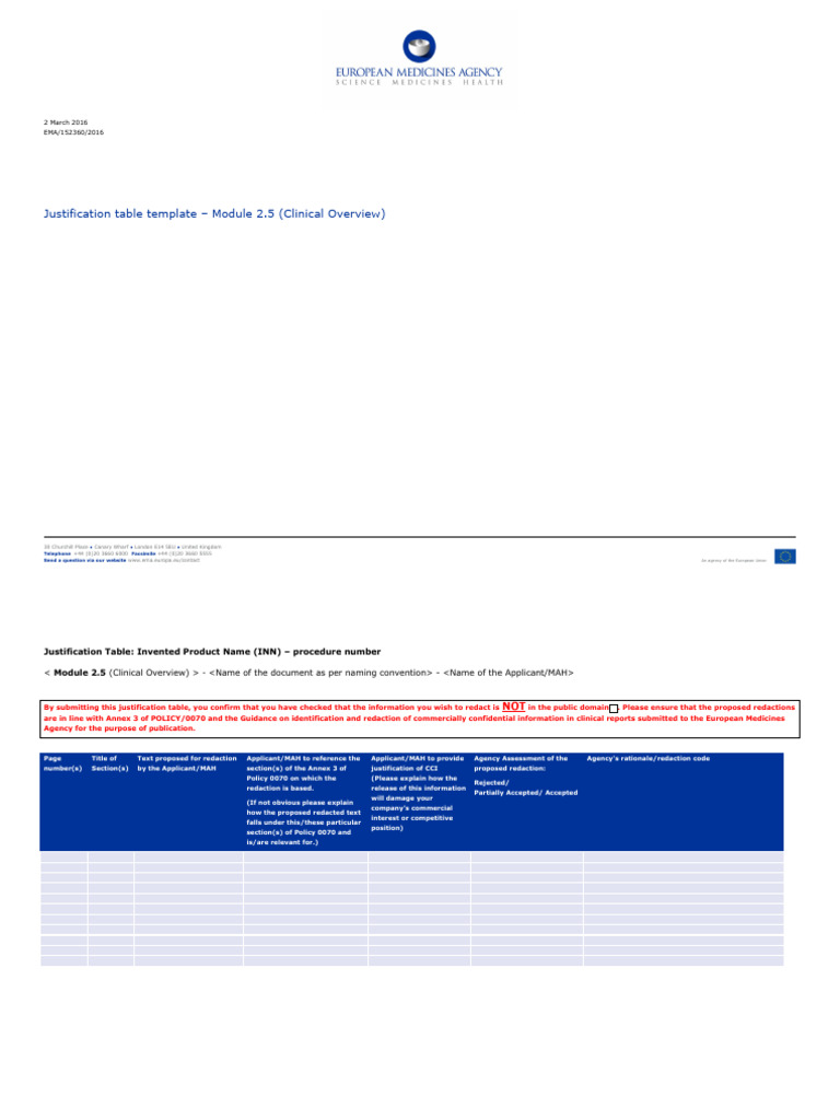 Justification Table Templates - en | PDF