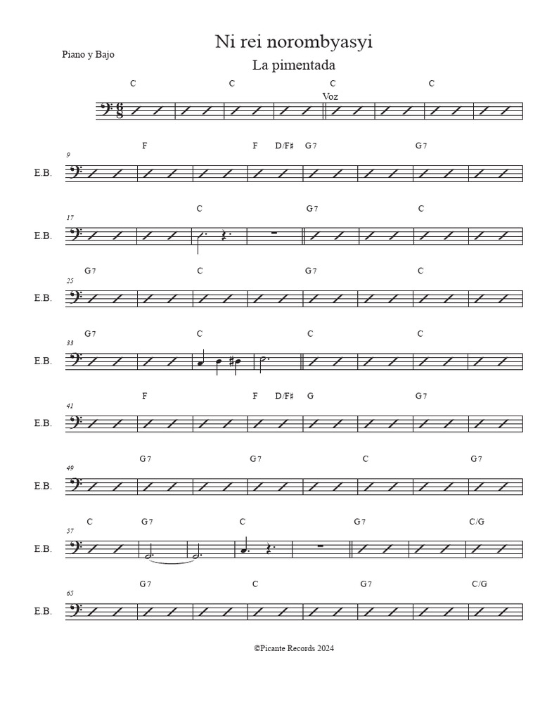 Ni Rei Norombyasyi-Piano y Bajo - Score | PDF