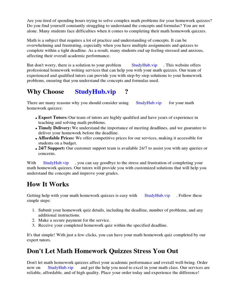 Homework Quizzes Math | PDF | Homework | Mathematics
