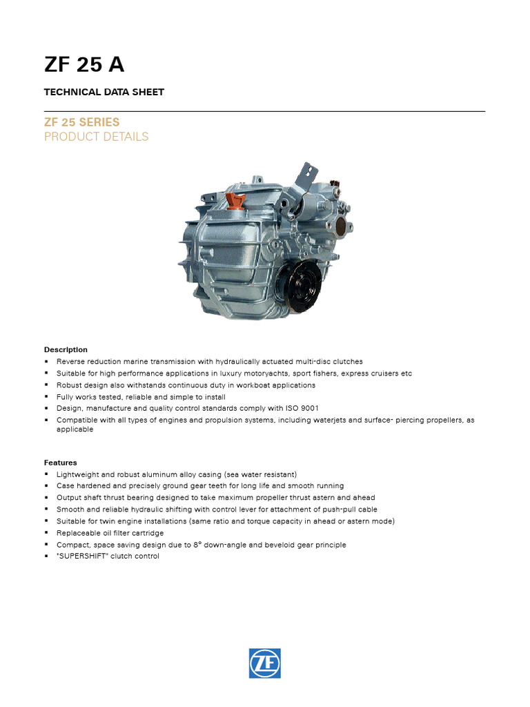 ZF25A | PDF | Horsepower | Marine Propulsion