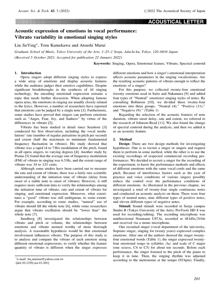Acoustic Expression of Emotions in Vocal | PDF | Principal Component ...