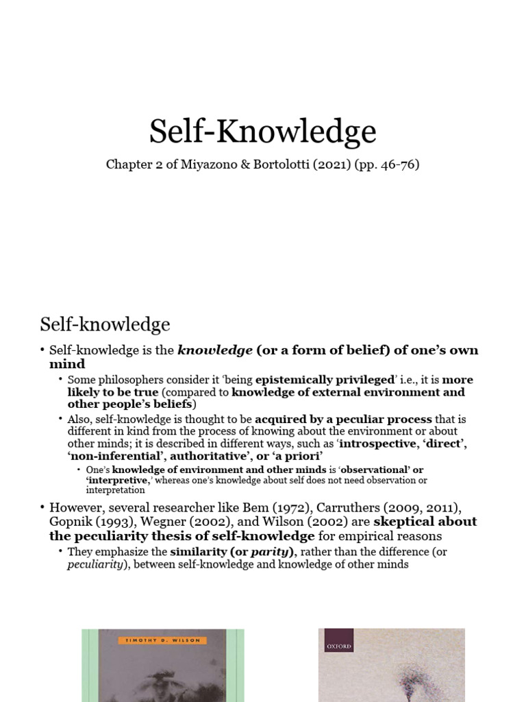 Self Knowledge | PDF | Knowledge | Psychology