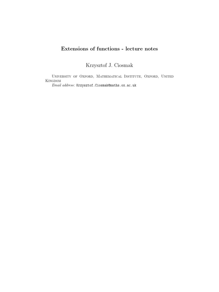 Lecture Notes Extensions Of Functions Pdf Theorem Function 7280