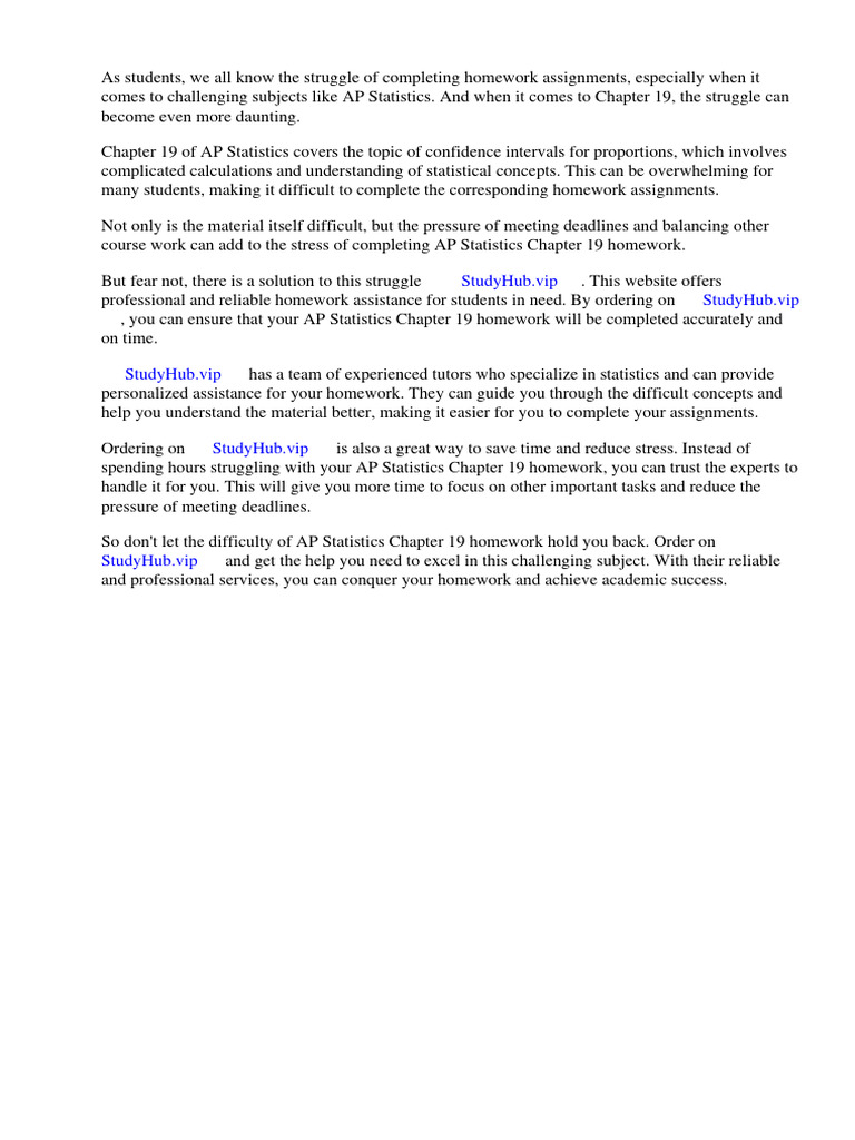 AP Stats Ch. 19 Homework Help | PDF | Statistics | Homework