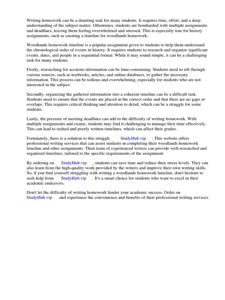 Woodlands Homework Timeline PDF | PDF | Essays | Homework