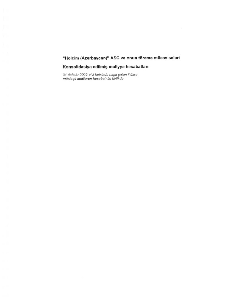 2022 Holcim Azerbaijan Ifrs Cons Fs - Aze - For Publication | PDF