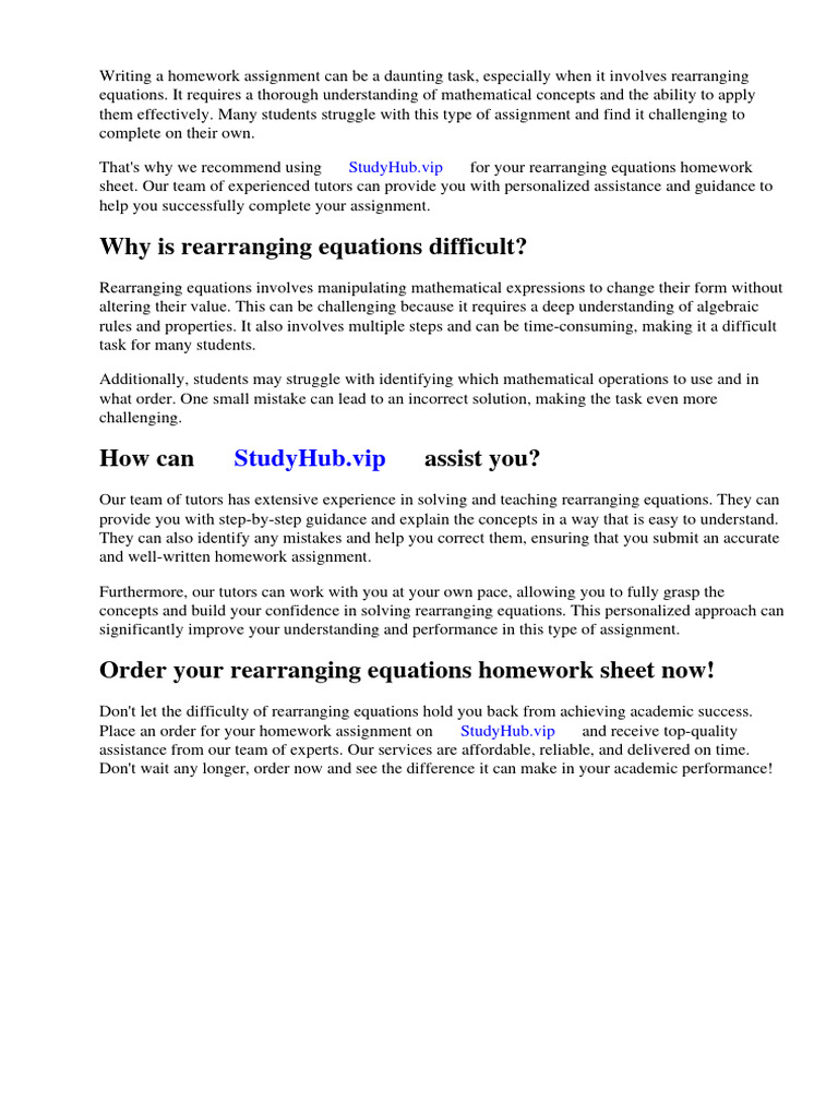Rearranging Equations Homework Sheet | PDF | Equations | Mathematics