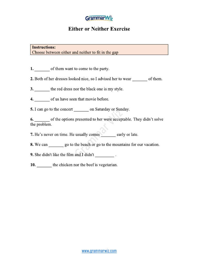 Either vs. Neither Activity | PDF