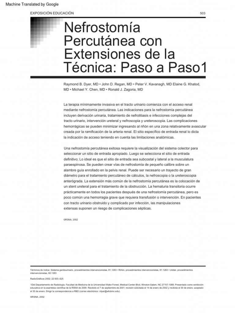 Nefrostomía Percutánea: Guía Clínica | PDF | Riñón | Sistema urinario