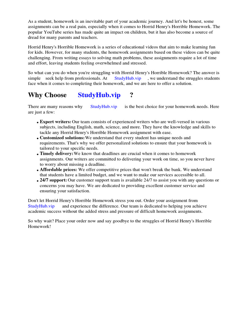 Youtube Horrid Henrys Horrible Homework | PDF | Homework | Romance Novels