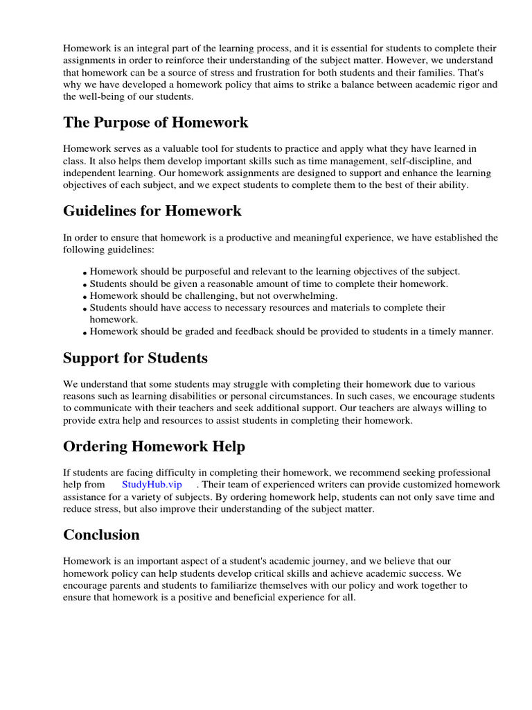 CSSD Homework Policy | PDF | Homework | Teachers