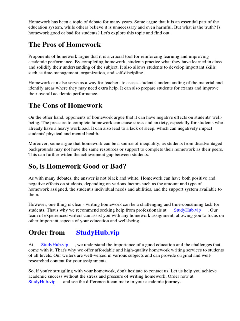 Is Homework Good For You or Bad | PDF | Homework | Learning