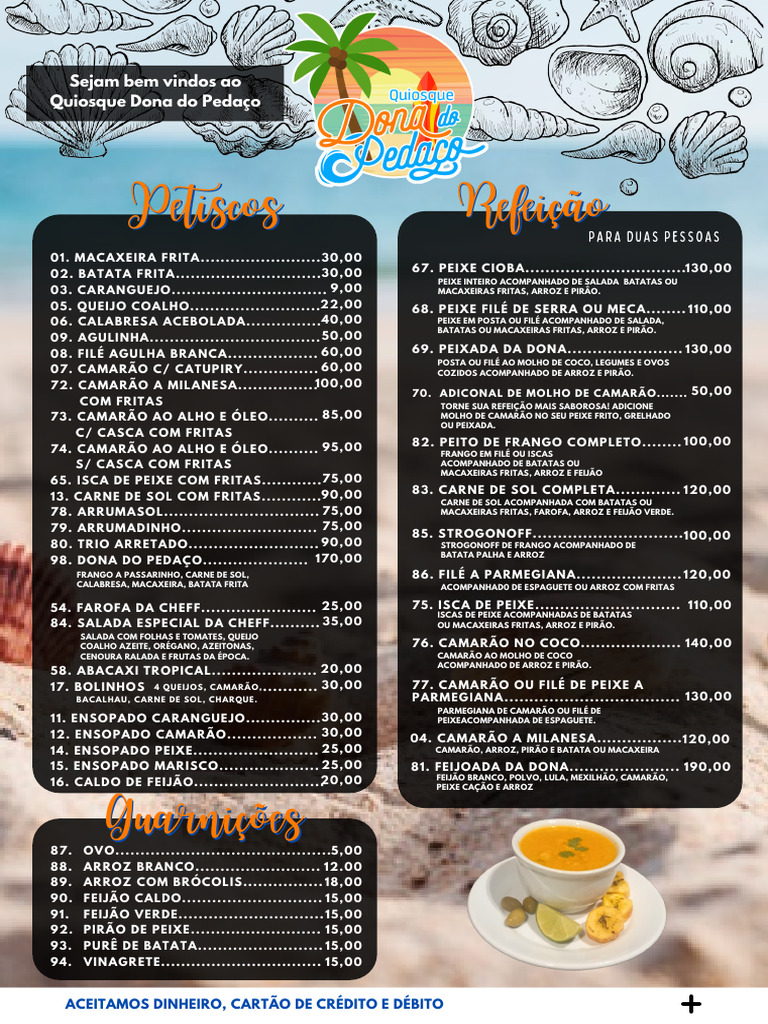 Cardápio Quiosque | PDF | Alimentos | Ingredientes de alimentos