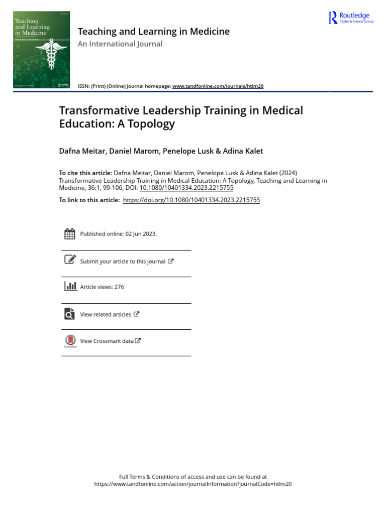 Transformative Leadership in Medical Education | PDF | Medical ...
