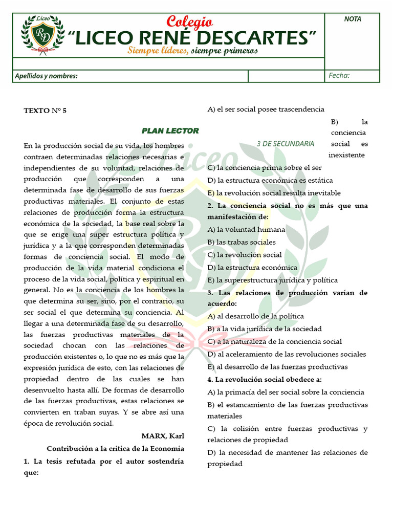 Plan Lector 1 3 Año Pdf Novelas Vida