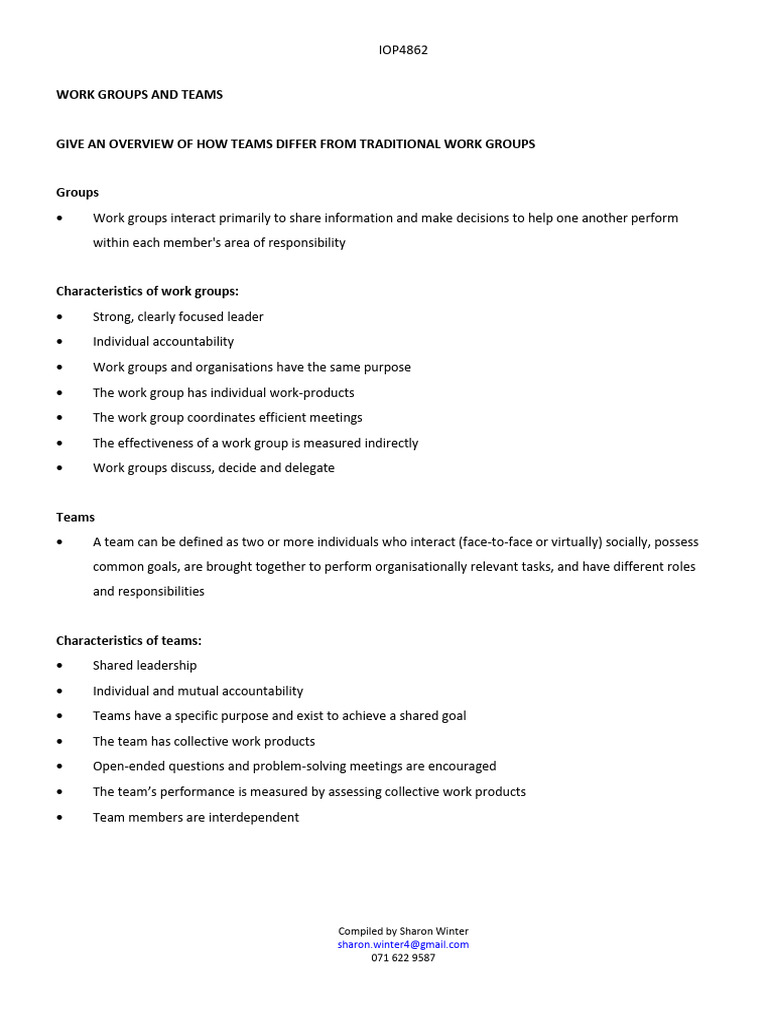 Work groups and teams | PDF | Leadership | Psychological Concepts