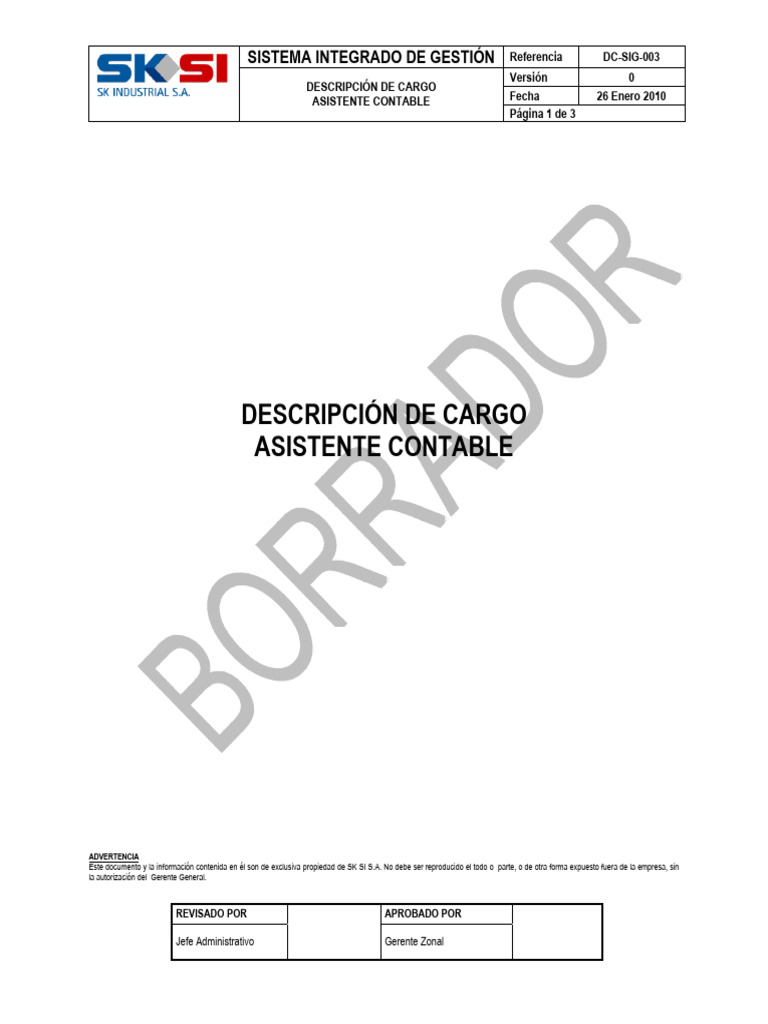 DESCRIPCION CARGO ASISTENTE-ADMinistrativo Y-CONTABLE | PDF | Contabilidad | Negocios económicos