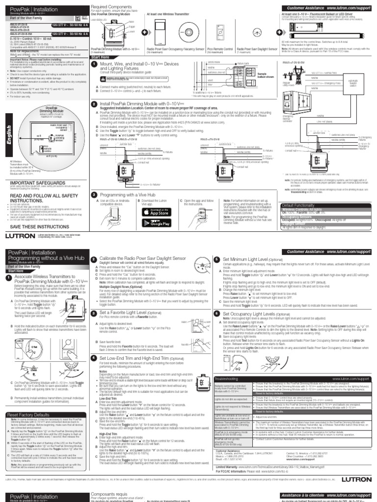 PowPak Dimming Module Installation Guide | PDF | Electrical Wiring | Radio