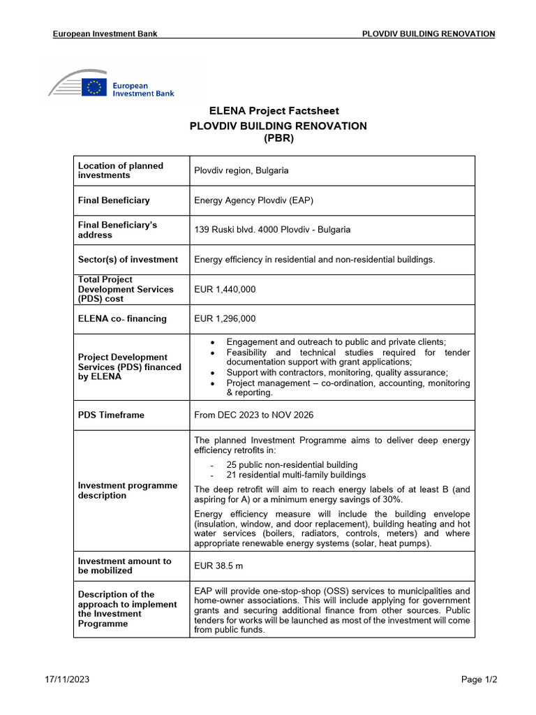 Plovdiv Energy Efficiency Renovation Project | PDF | Efficient Energy ...