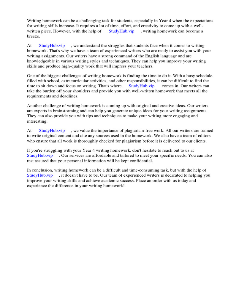 Year 4 Writing Homework | PDF | Homework | Worksheet