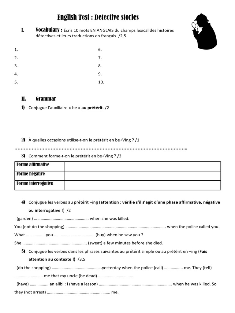 English Detective Story Test Guide | PDF | Social Science | Language ...