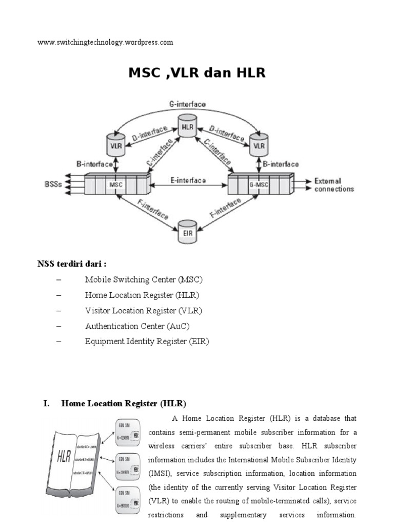 MSC, VLR Dan HLR: NSS Terdiri Dari | PDF