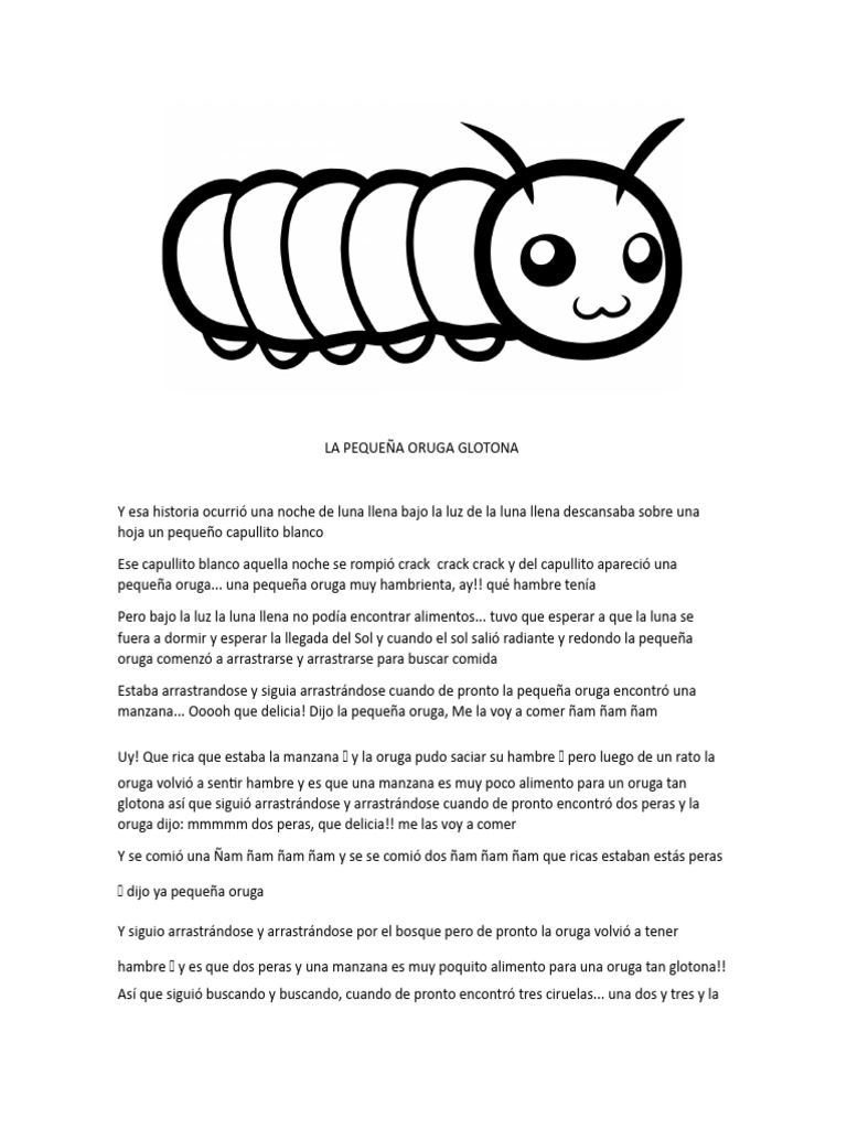 Cuento LA PEQUEÑA ORUGA GLOTONA | PDF